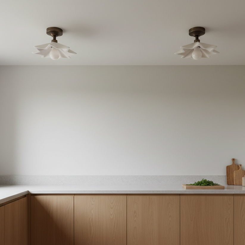 STELLA Plaster Flush Mount - Handmade Ceiling Light UK | STOIKRAFT