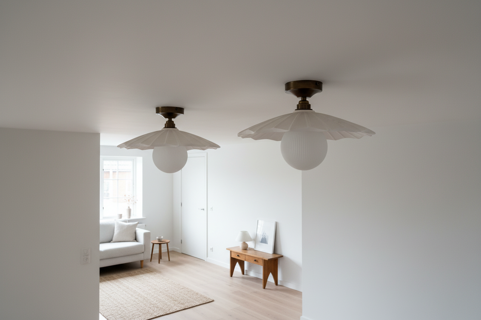STILL Plaster Flush Mount - Pleated Ceiling Light UK | STOIKRAFT