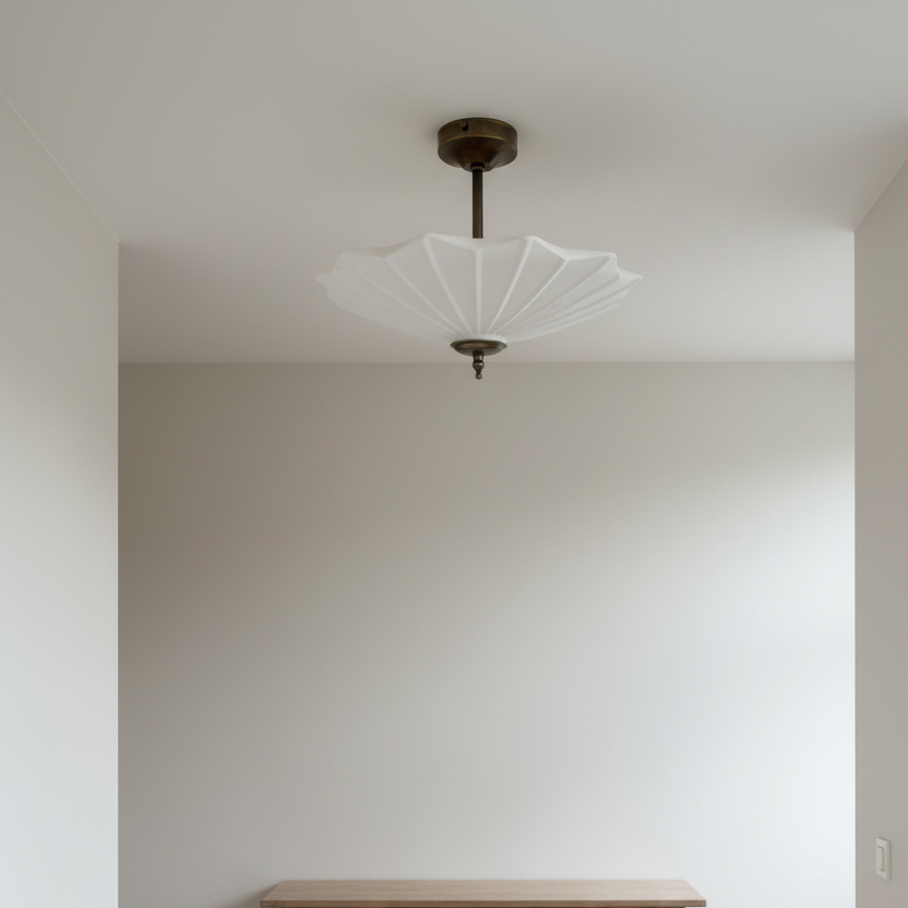 Pleated Plaster Semi-Flush Mount - Sculptural Ceiling Light UK | STILL ...