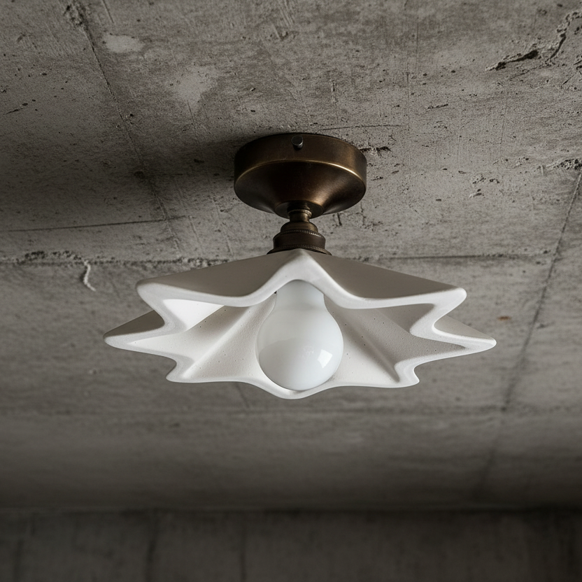STELLA Plaster Flush Mount - Handmade Ceiling Light UK | STOIKRAFT